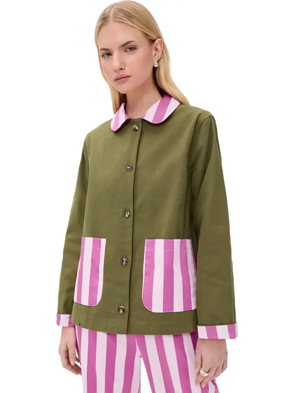 LISA SAYS GAH Dalston Jacket - Green/rose Stripe