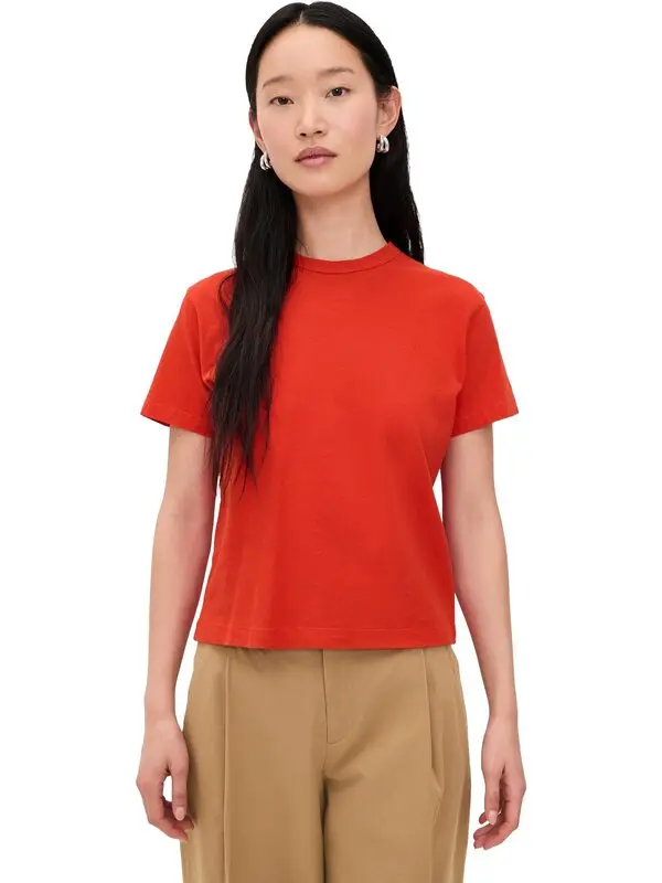 ALEX MILL Garcon Tee In Linen Cotton - Tomato