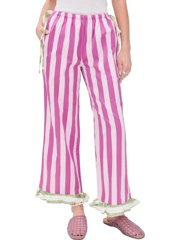LISA SAYS GAH Striped Poplin Pants - Rose Stripe