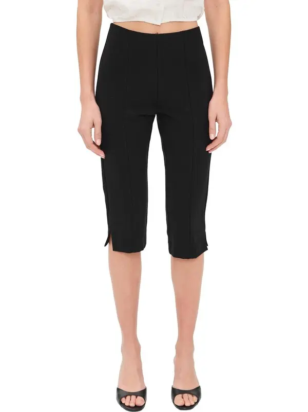 Good American Soft Stretch Ponte Pull-on Capri - Black001