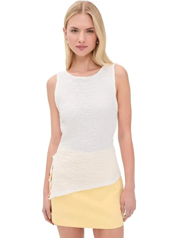 LISA SAYS GAH Textured Knit Tank Top - Crinkle White