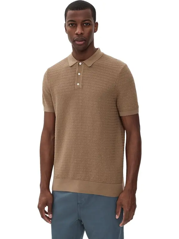 Billy Reid Lachlan Links Knit Polo - British Khaki