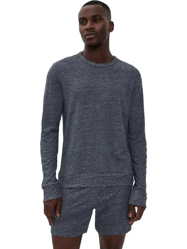 Onia Terry Linen Crew Neck Sweatshirt - Washed Navy