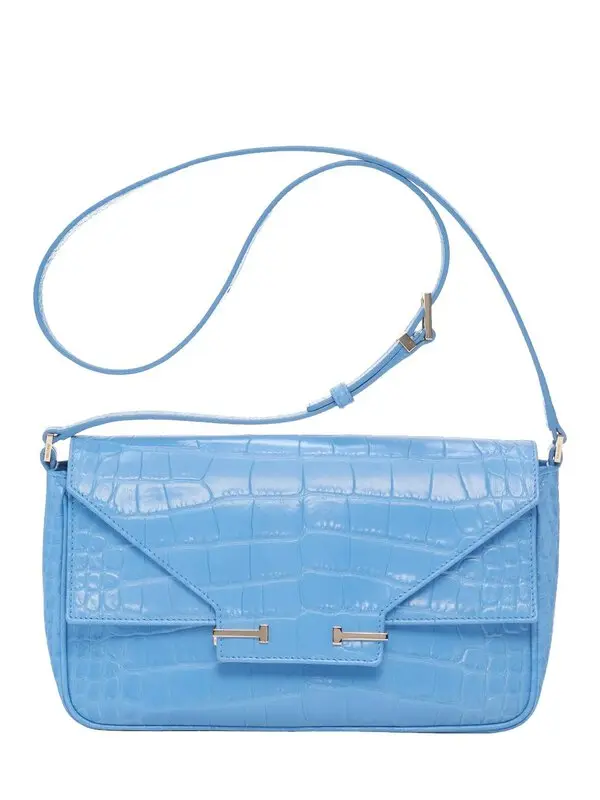 TOM FORD Small Aube Croc-embossed Leather Shoulder Bag - Lichen Blue