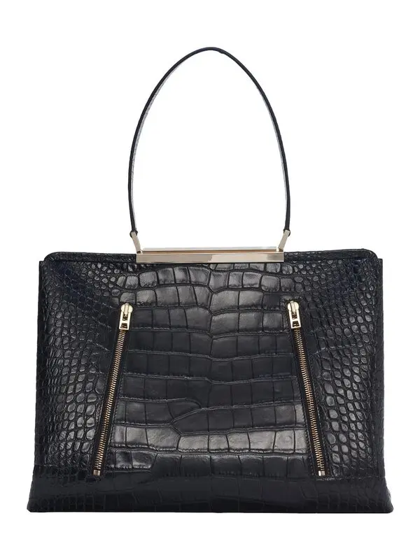 TOM FORD Patrick Croc-embossed Shoulder Bag - Black