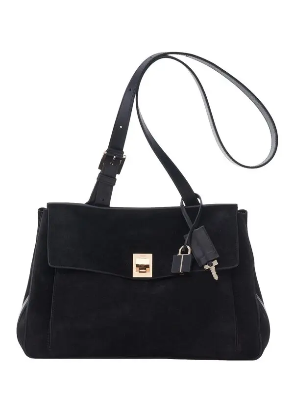 TOM FORD Medium Suede Besace Shoulder Bag - Black