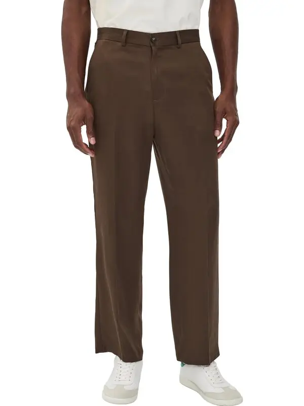 MALBON Straight Leg Twill Pants - Brown