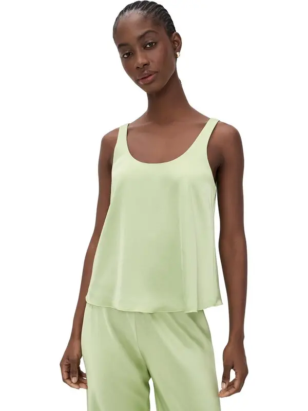LA LIGNE Satin Scoop Neck Tank - Celadon
