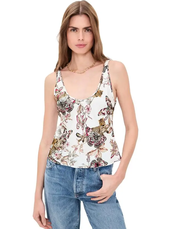 L'Agence Eddie Bias Tank Top - White Multi Butterfly