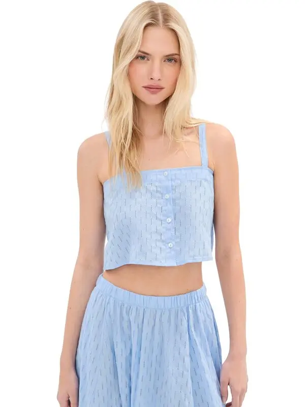 LE BOP Martha Eyelet Top - Blue