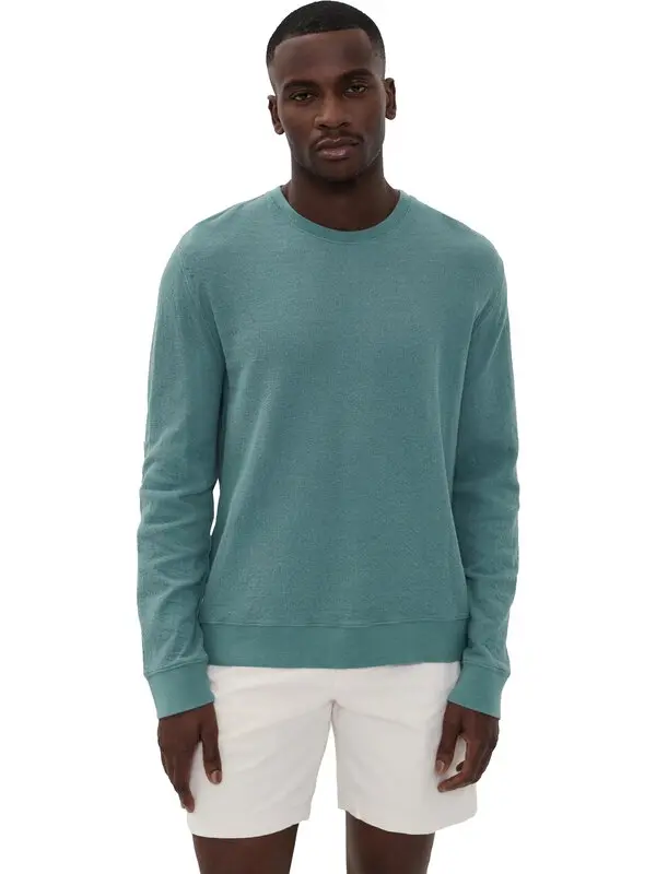 Billy Reid Crinkle Rib Crewneck Sweater - Steel Blue