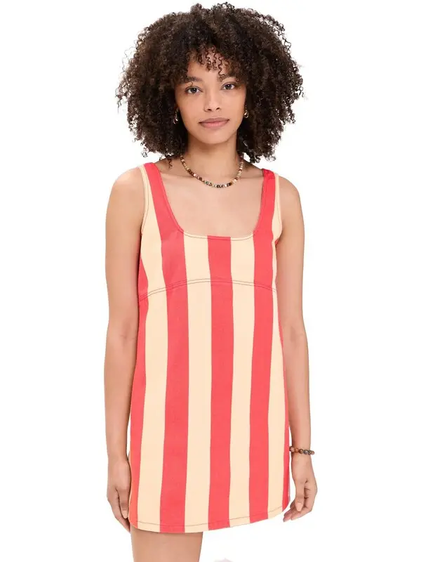 SIMONMILLER Sahara Striped Denim Mini Dress - Venetian Red Stripe