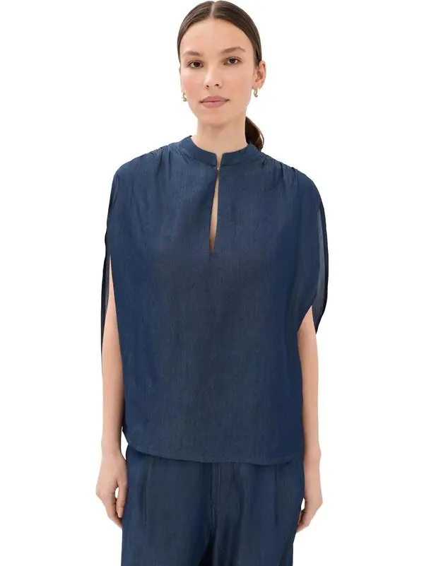DARKPARK Tracy Chambray Sleeveless Blouse - Blue Denim