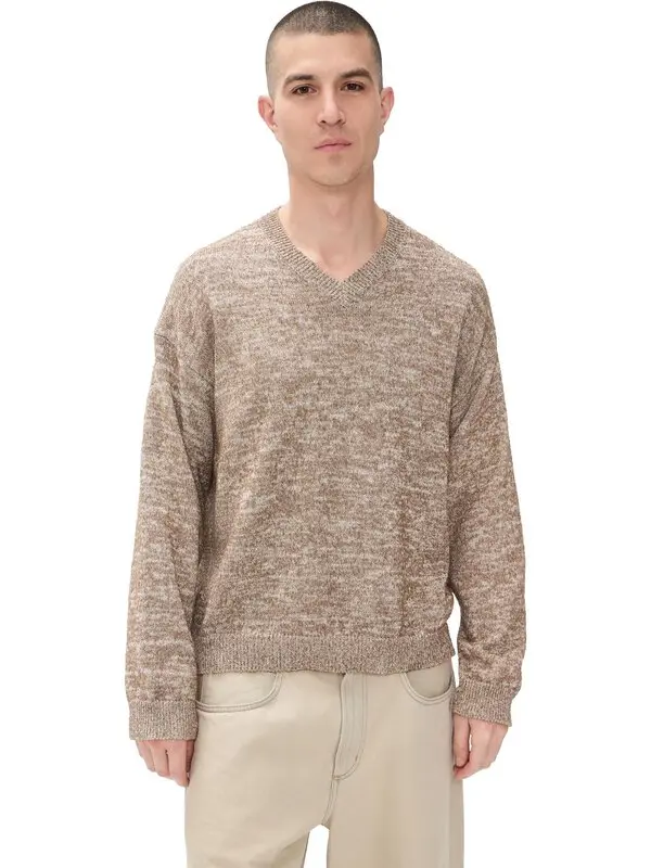 MAISON MARGIELA Boucle V-neck Sweater - Light Brown/beige