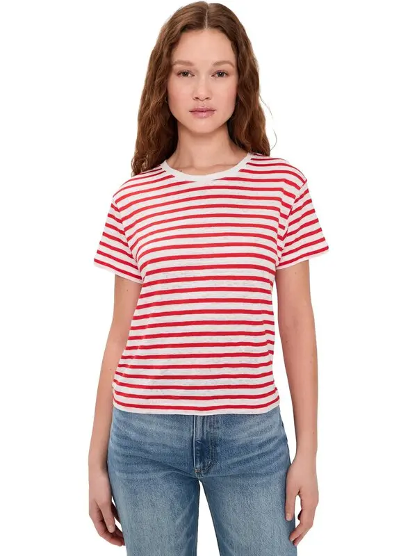 ALEX MILL Garcon Striped Tee - Off White/tomato