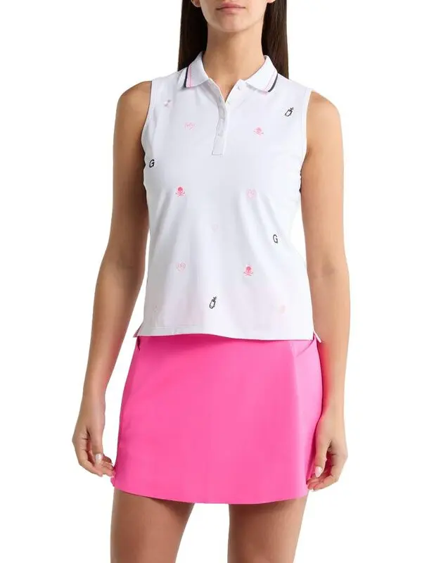 G/fore Embroidered Piqué Polo - Snow/candy