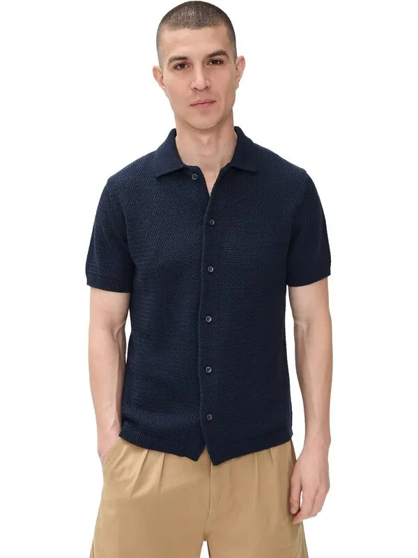 Taylor Stitch The Button Down Polo - Dark Navy Crochet