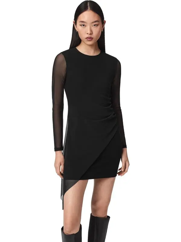 ALLSAINTS Riley Slim Fit Floral Mini Dress - Black