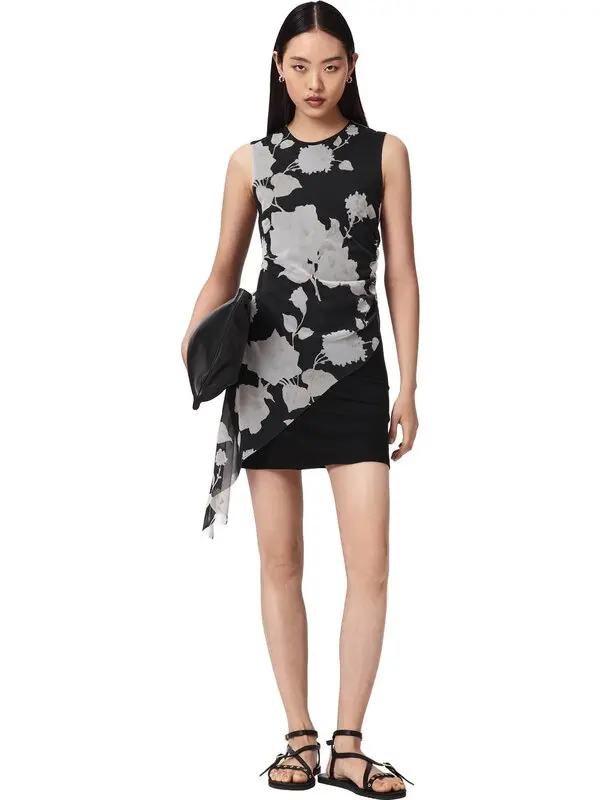 ALLSAINTS Riley Slim Fit Floral Mini Dress - Fleurz Black