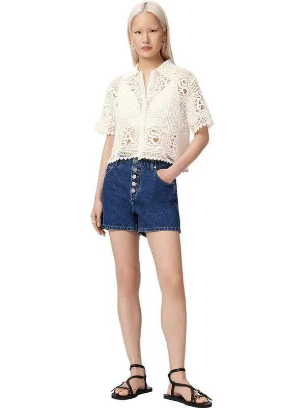 ALLSAINTS Kyra Crochet Polo - Chalk White