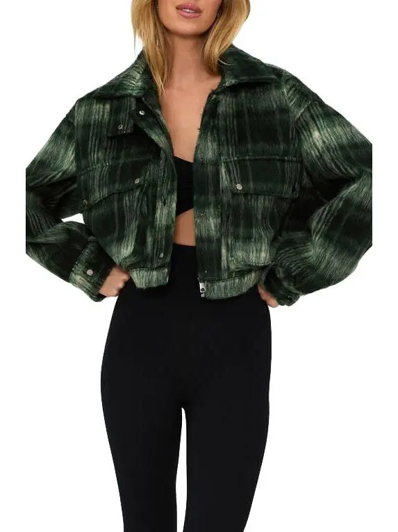 Beach Riot Isola Crop Jacket - Pine Plaid