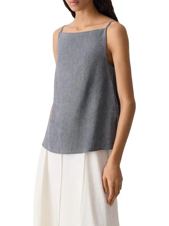 Theory Apron Front Linen Blend Twill Camisole - Ink Blue