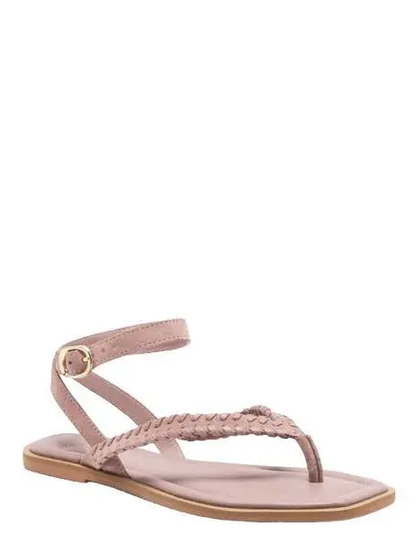 Free People Waverly Whipstitch Ankle Strap Sandal - Pearl Blush Suede Co