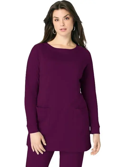 ROAMAN'S Snap Button Boatneck Knit Tunic - Dark Berry