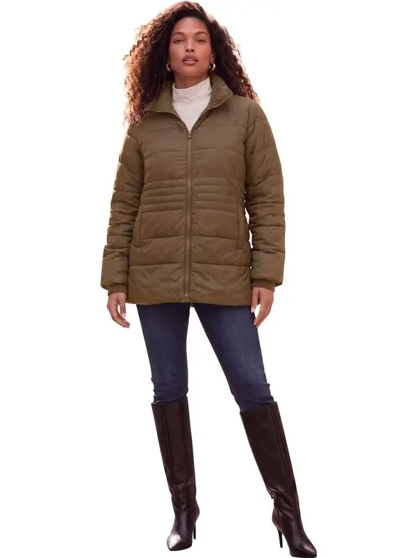 Roaman's Lightweight Quilted Zip-up Jacket - Nutmeg