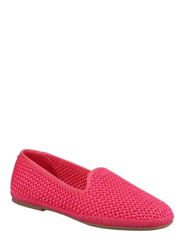 BIRDIES The Heron Slip-on Espadrille - Hot Pink Woven Satin