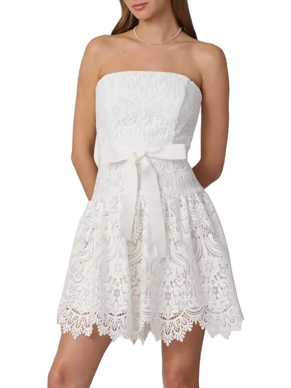 Shoshanna Medallion Lace Ester Mini Dress - Porcelain