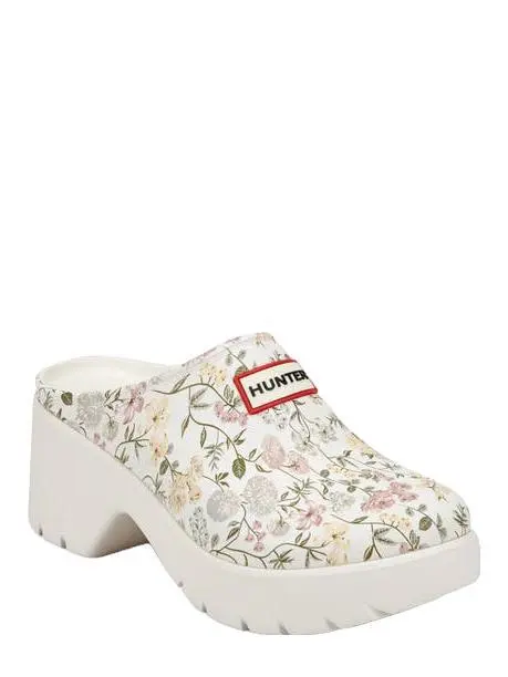 Hunter Floral Waterproof Clogs - Ivory