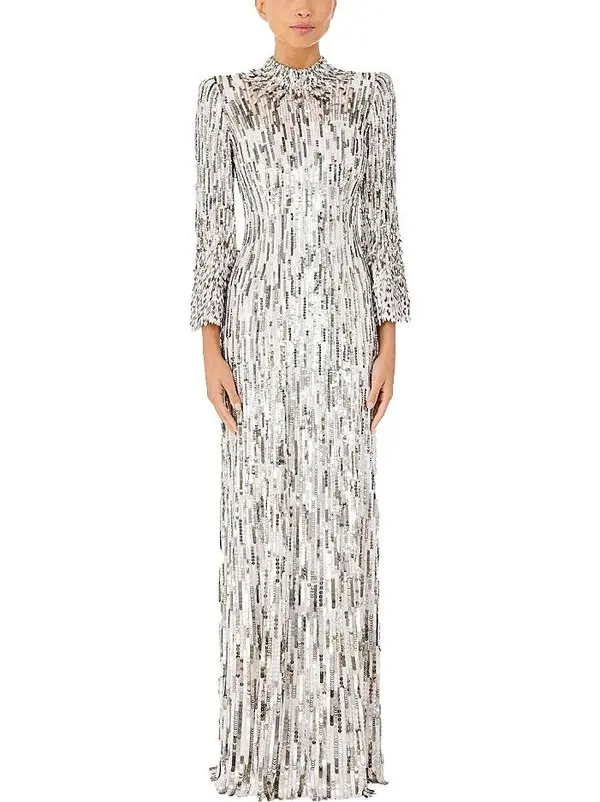 Jenny Packham Memphis Sequin-embellished Maxi Dress - White