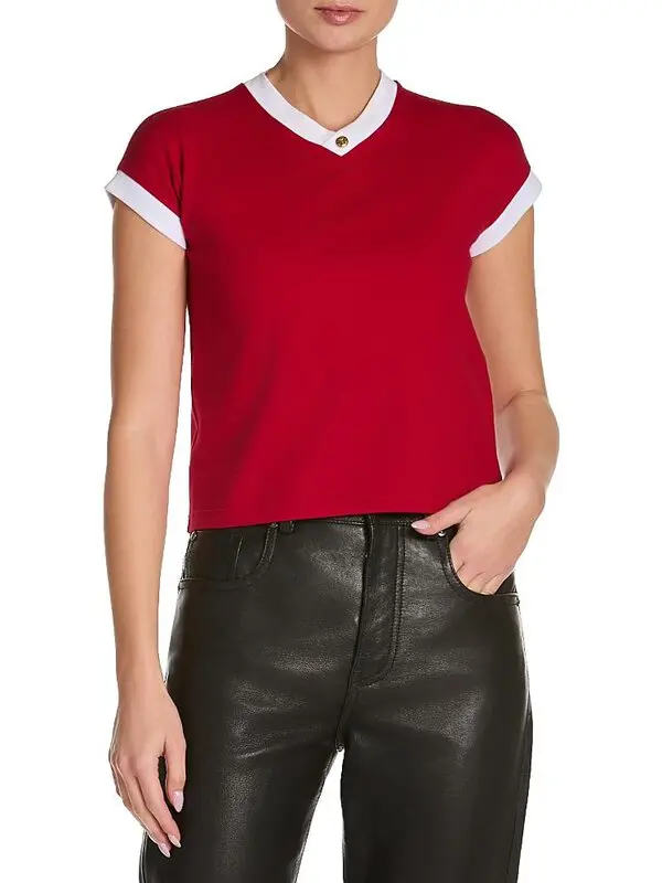 Versace Vintage Stretch Jersey Tee - Lipstick Red/white
