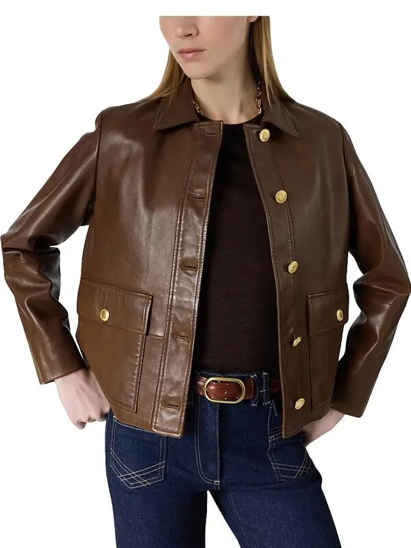 Gerard Darel Tinaya Leather Jacket - Brown