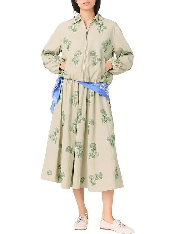 Maje Embroidered Technical Bomber Jacket - Beige