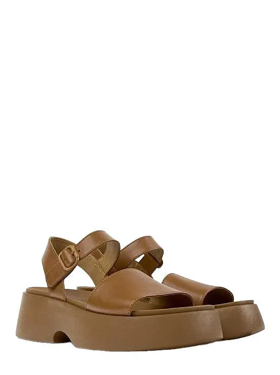 Camper Tasha Leather Strap Sandals - Brown