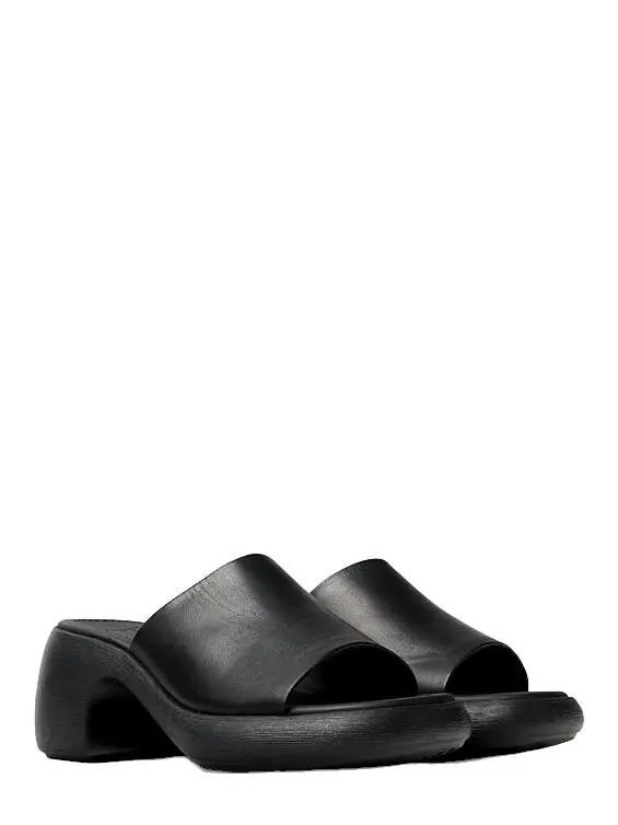 Camper Thelma Leather Slide Sandal - Black