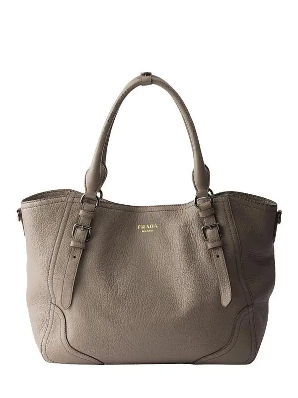 Prada Large Leather Tote - Grey