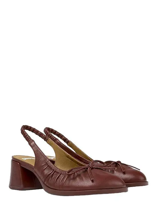 Camper Kora Leather Slingbacks - Burgundy
