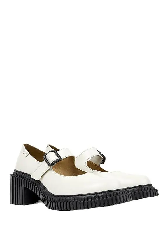 Camper Pix London Leather Mary Jane - White Natural