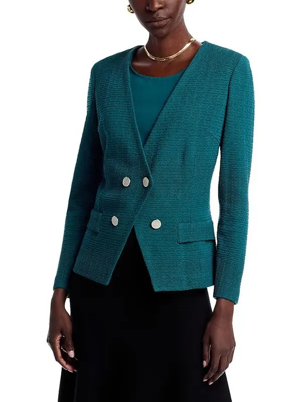 Misook Wrinkle Resistant Knit Jacket - Spruce