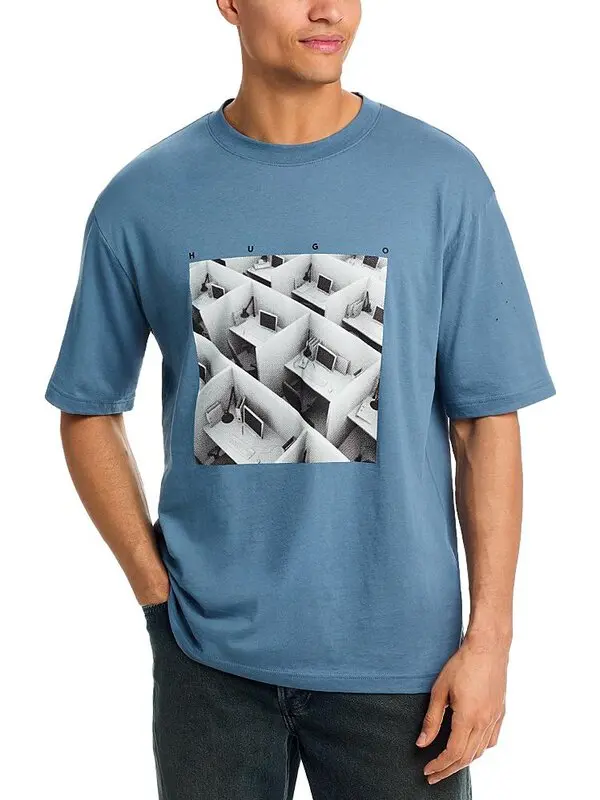 Hugo Dodger Relaxed Fit Graphic Tee - Open Blue