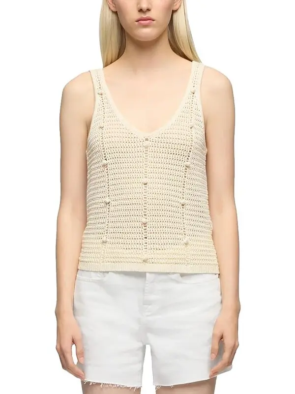 7 For All Mankind Bobble Tank Textured Knit - Cotton Ecru