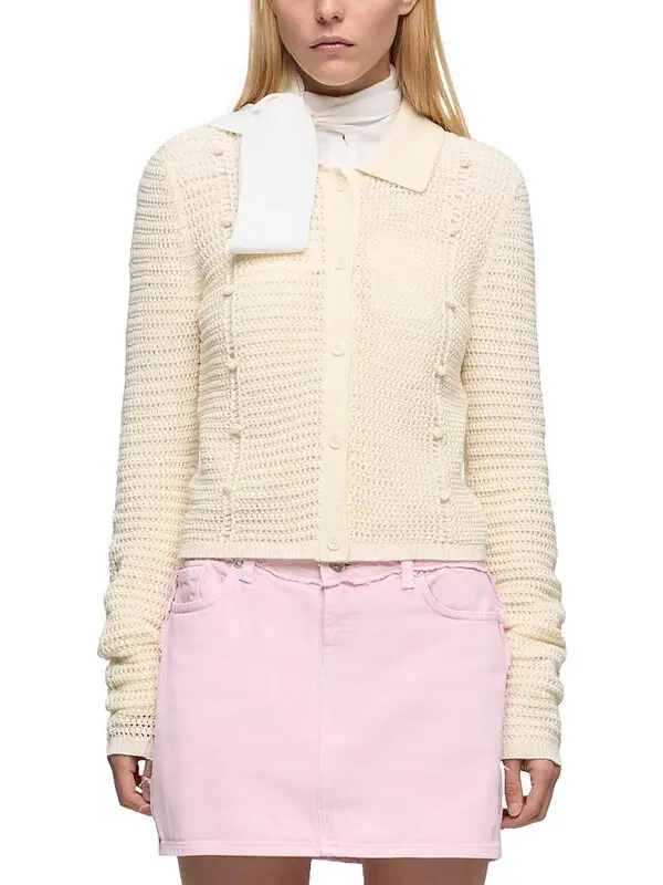 7 For All Mankind Bobble Cotton Cardigan - Cotton Ecru