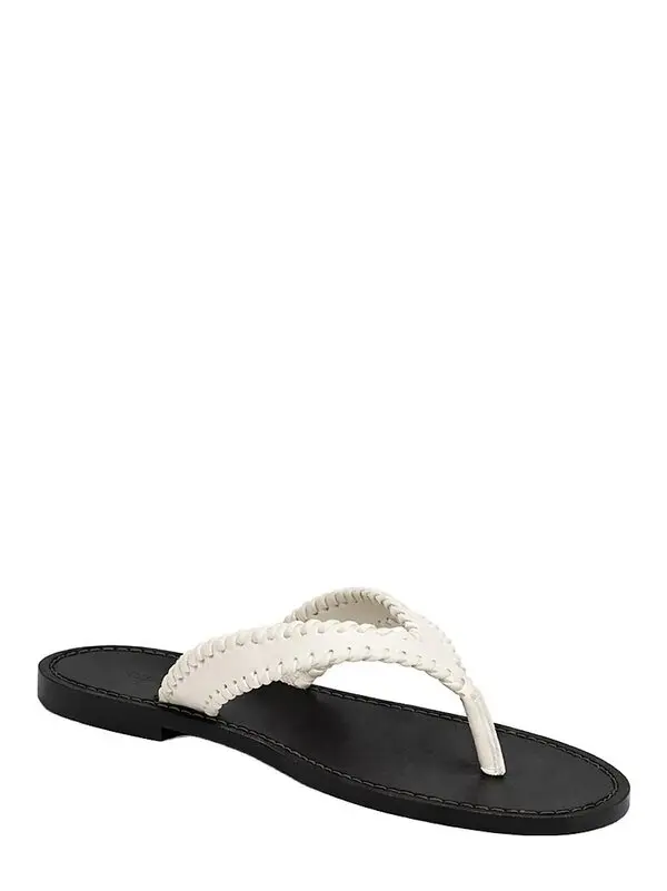 Cinq À Sept Jessica Leather Thong Sandals - White/black