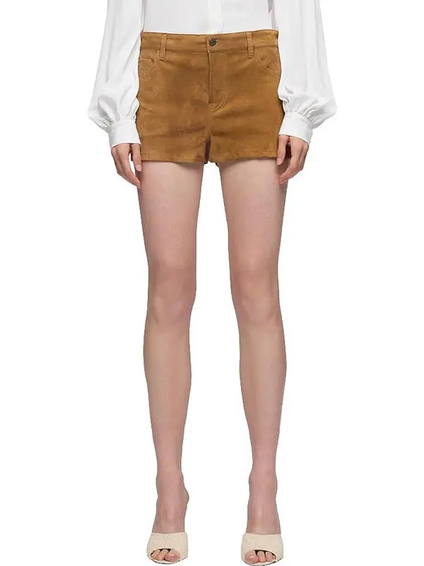 7 For All Mankind Suede Leather Shorts - Suede Caramel
