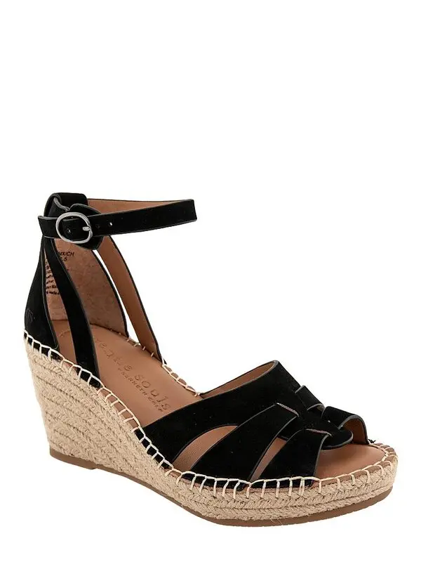 KENNETH COLE Coolie Espadrille Wedge Sandals - Black Nubuck