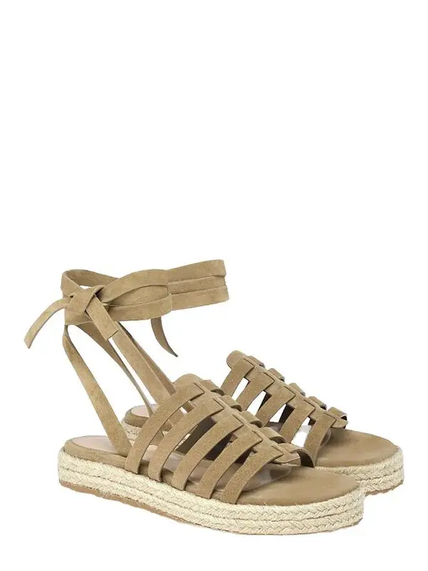 GIANVITO ROSSI Pompei Espadrilles Sandal - Brown Suede Leather