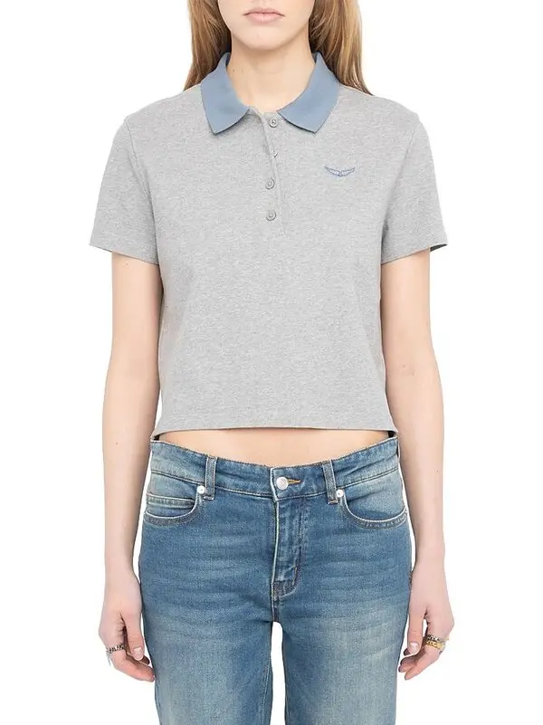 Zadig&Voltaire Mirta Polo Shirt - Medium Grey